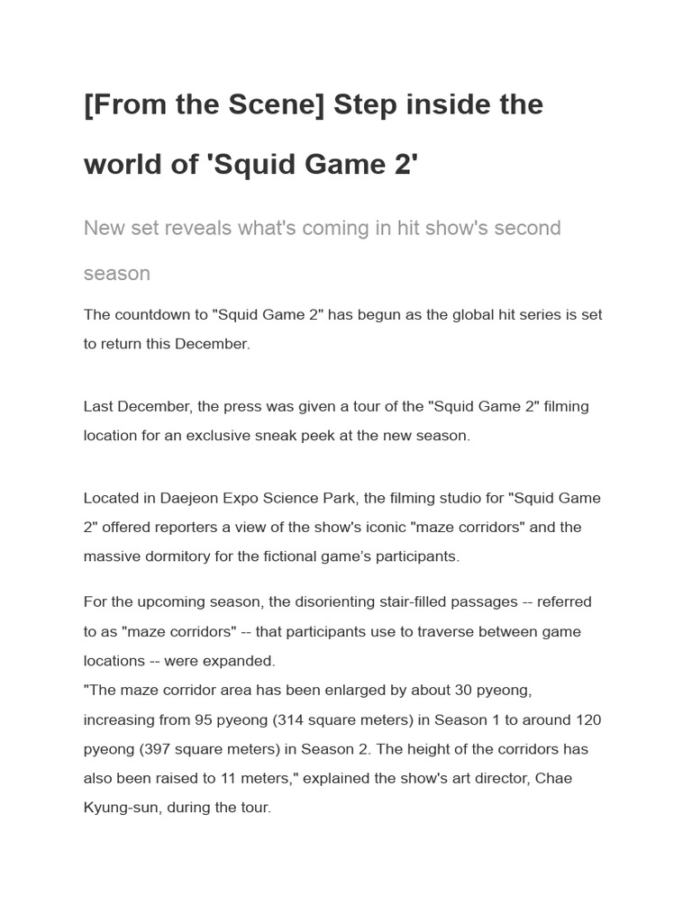 (From The Scene) Step Inside The World of 'Squid Game 2' | PDF