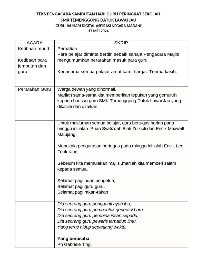 Teks-Mc-Hari-Guru 2024 | PDF