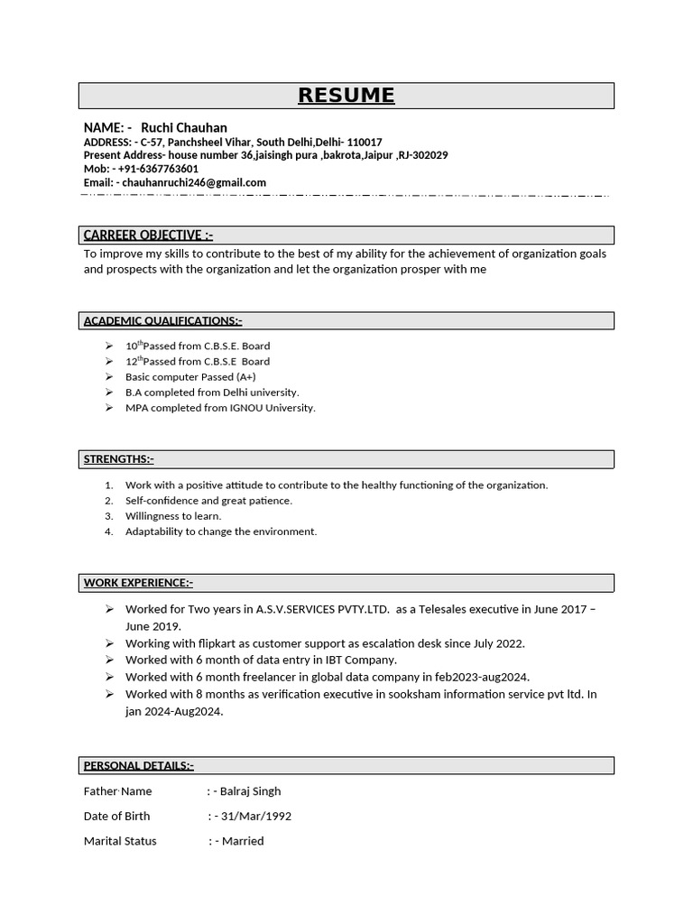 Resume: NAME: - Ruchi Chauhan | PDF