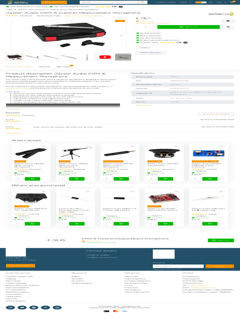 Order Dayton Audio EMM-6 Measurement Microphone - SoundImports | PDF | Microphone | Electrical ...