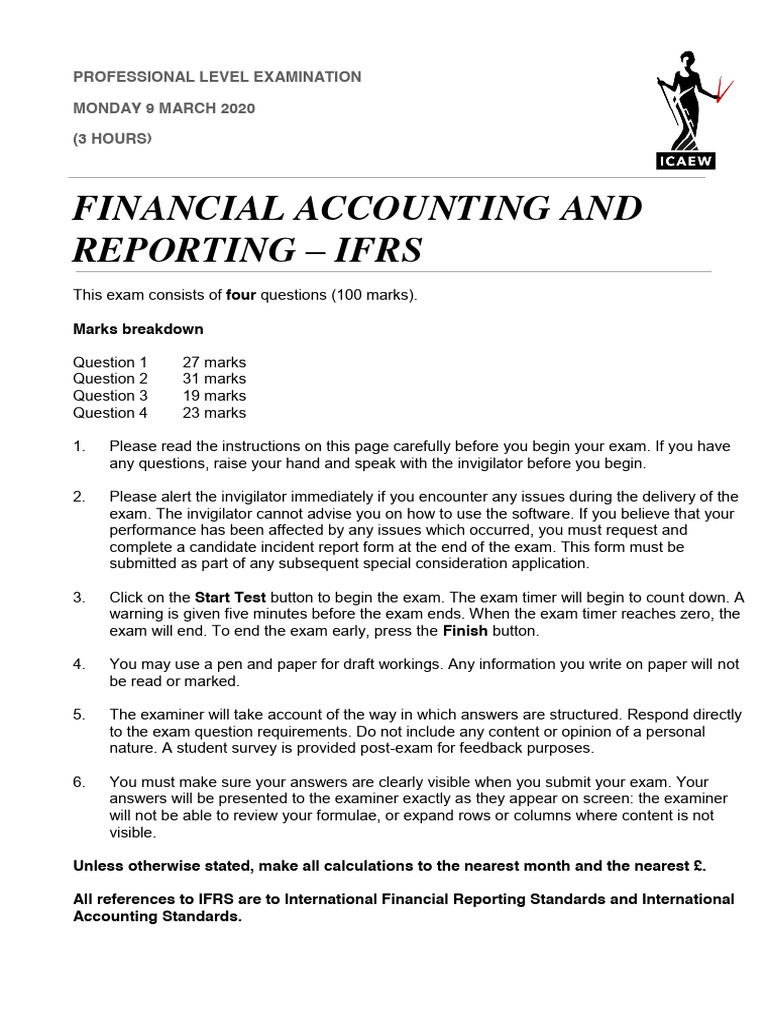 ICAEW March 2020 | PDF | Financial Statement | International Financial ...