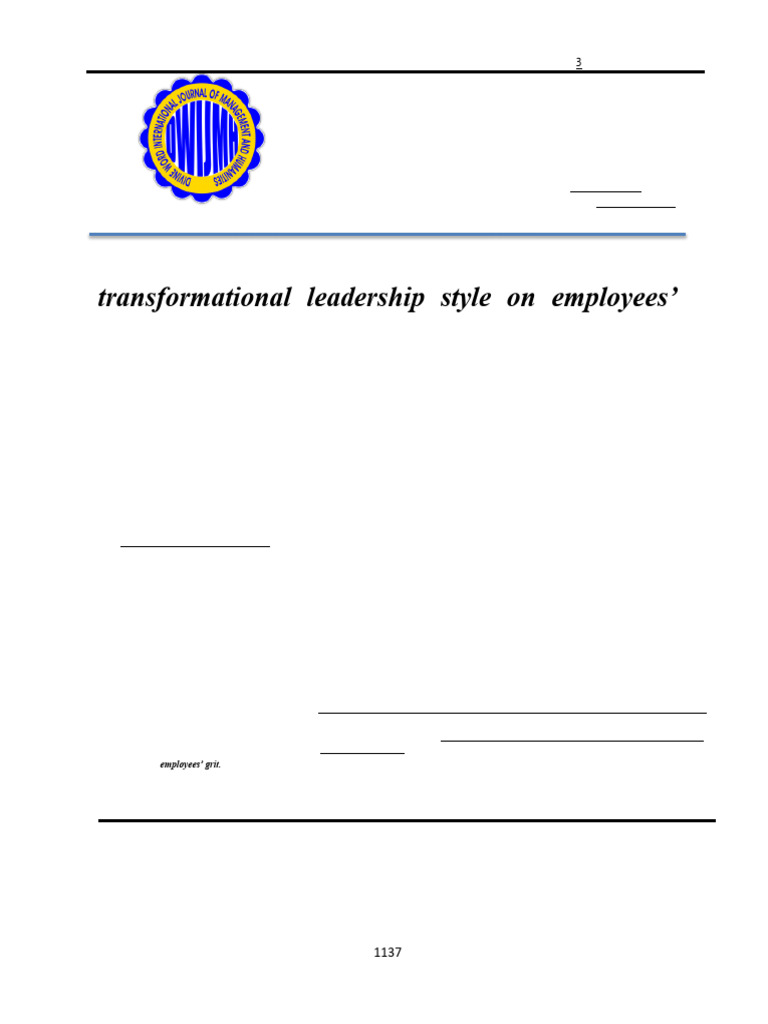 Humanistic Leadership and Employee Grit | PDF | Grit (Personality Trait ...
