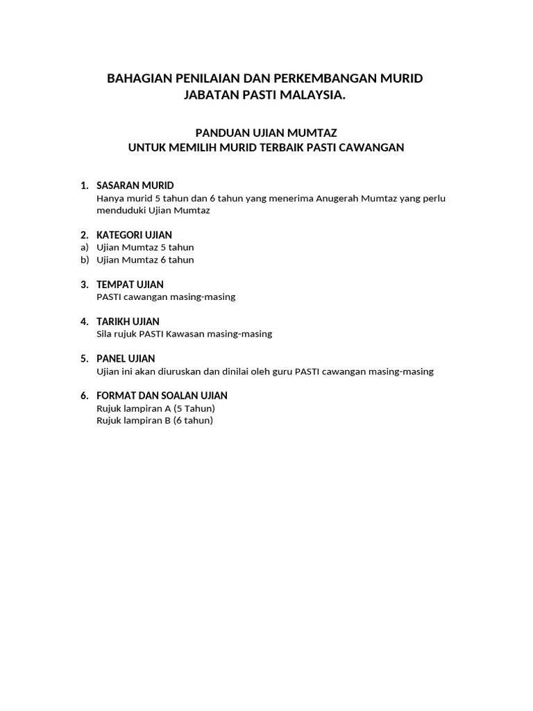 Skema Ujian Mumtaz Dan Pemilihan Tokoh Murid | PDF