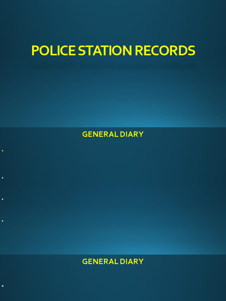 Police Station Record Keeping Guide | PDF | Bail | Police