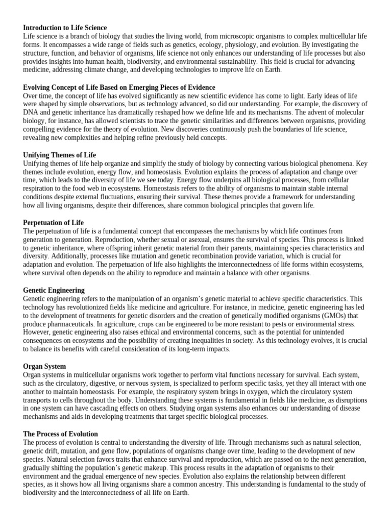 Introduction to Life Science | PDF | Evolution | Life