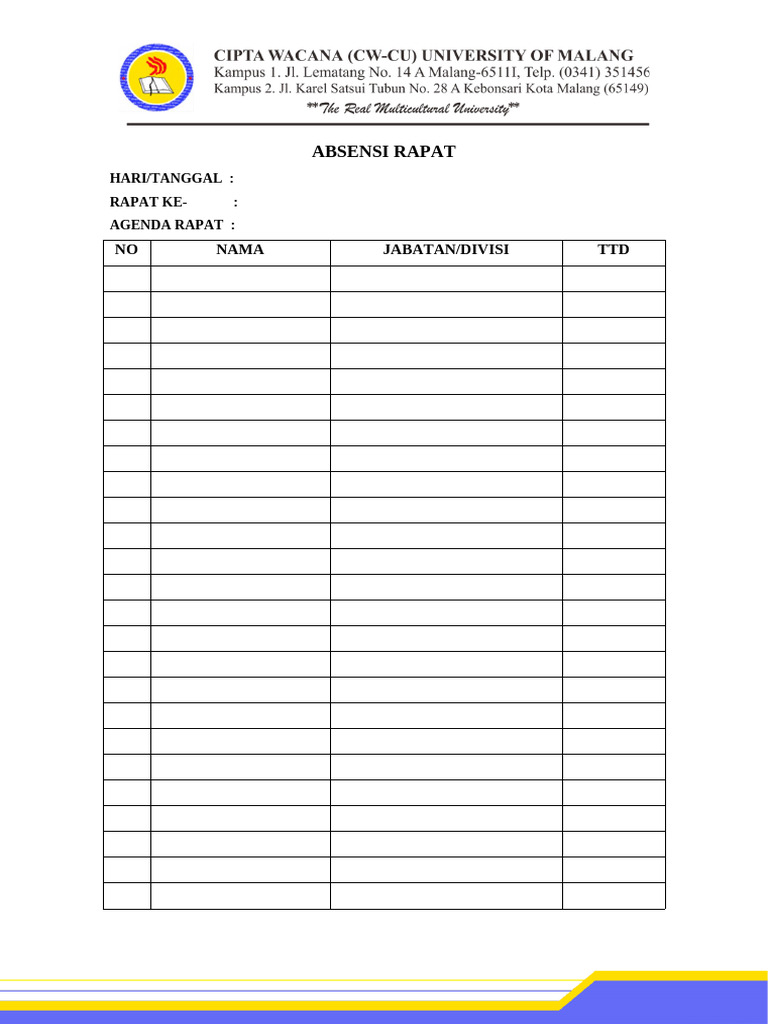 ABSENSI RAPAT BEM 1 (2) | PDF