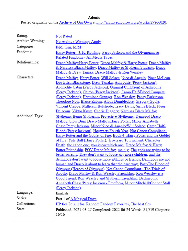 Adonis | PDF | Harry Potter