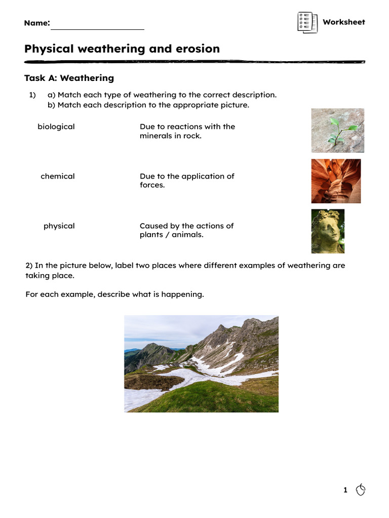 worksheet-questions | PDF | Weathering | Erosion