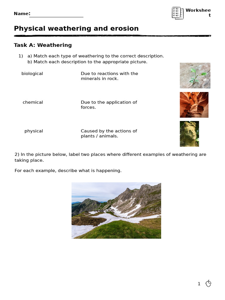 worksheet-questions | PDF | Weathering | Erosion