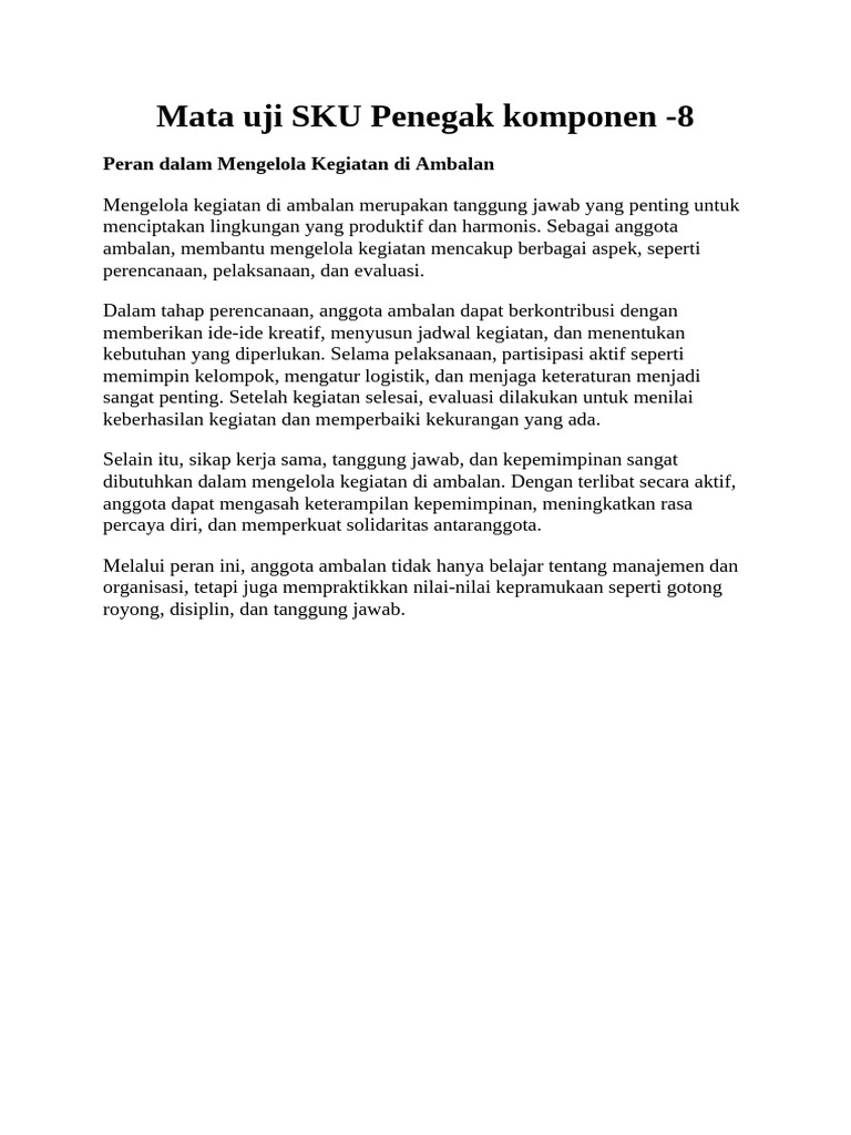 Mata Uji SKU Penegak Komponen 8 | PDF