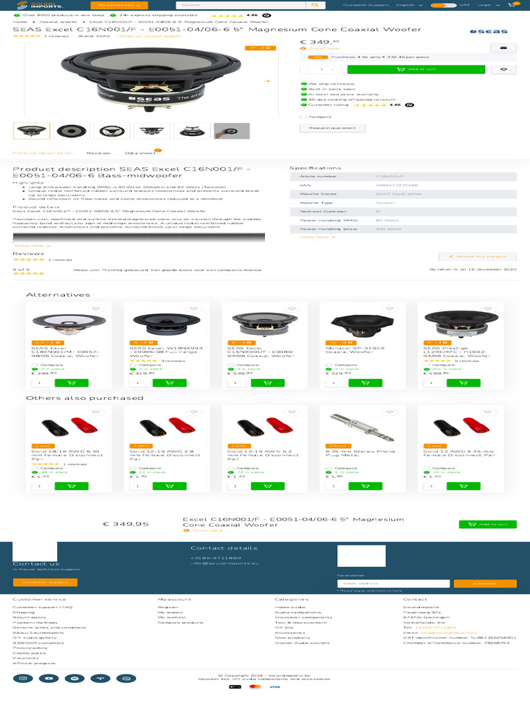 SEAS Excel 5" Coaxial Woofer Specs | PDF | Audio Engineering | Sound ...