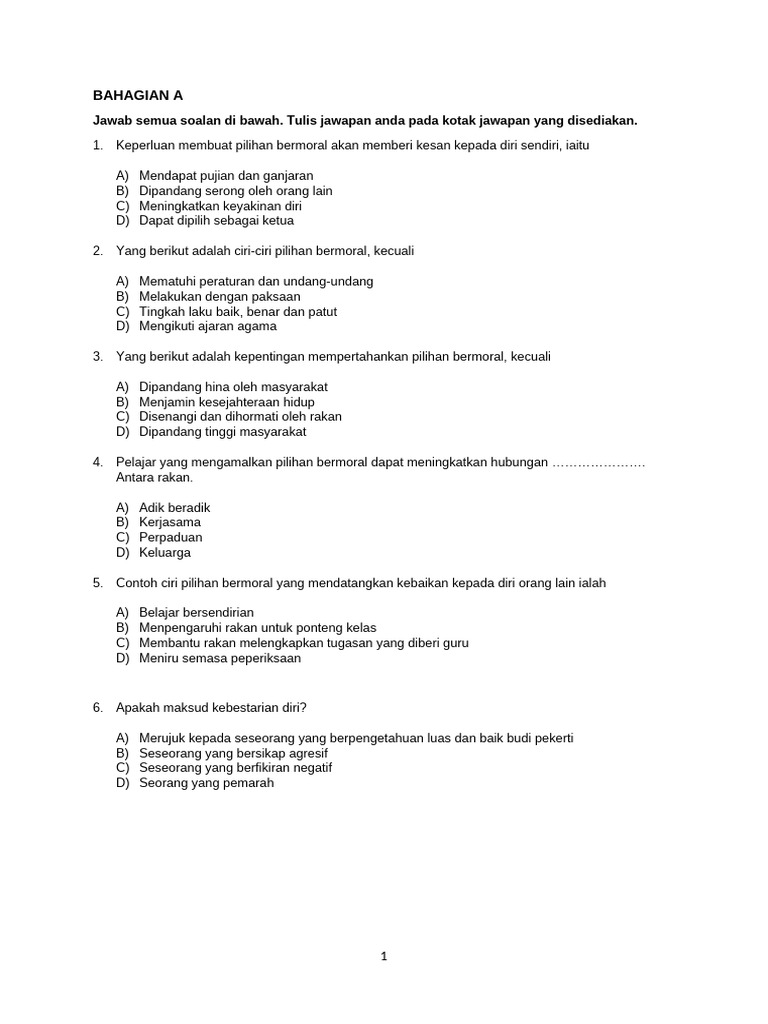 Jawapan Buku Teks Moral Tingkatan 3 | PDF