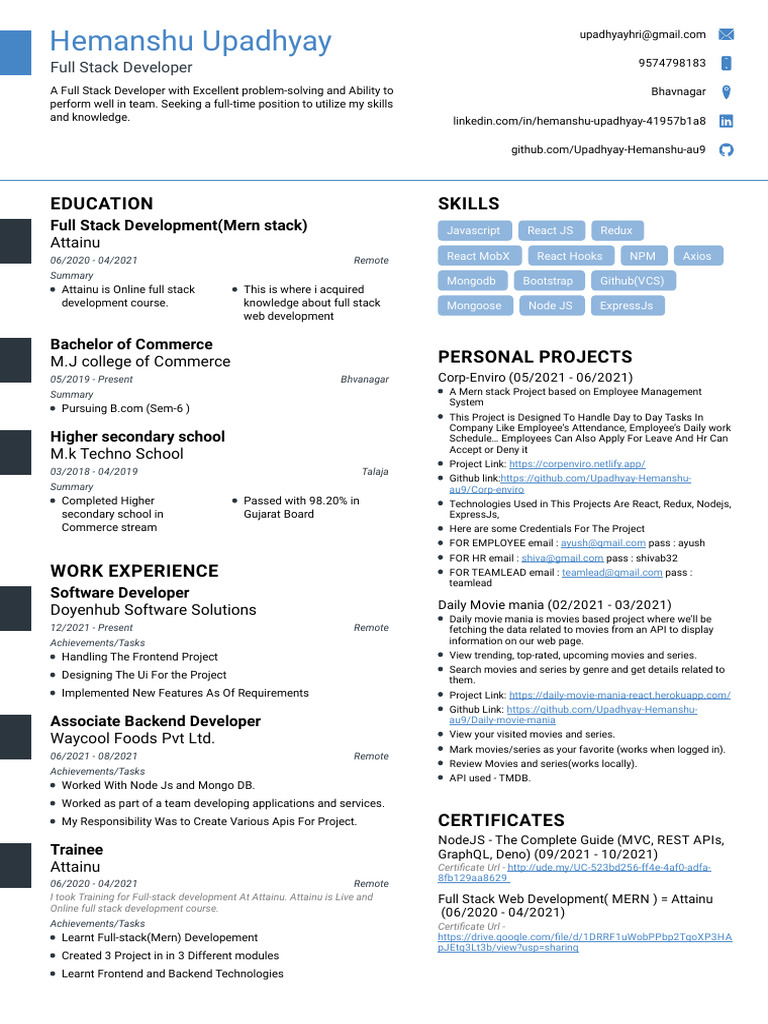 Hemanshu_Upadhyay_Resume | PDF | Software | Computing