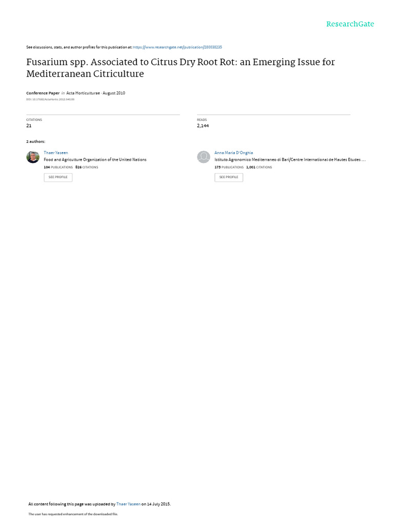 2012Fusariumspp.ISHS | PDF | Root | Filtration