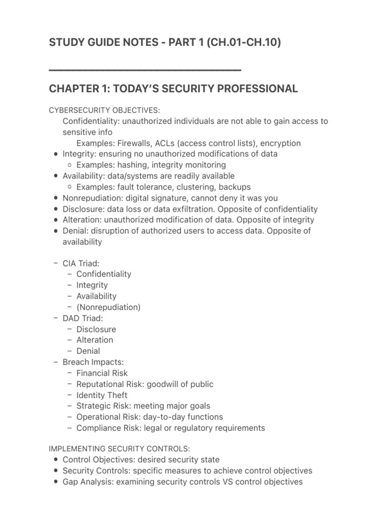 Elliot's Study Guides - Sec+ Notes (Ch.01-Ch.10) | PDF | Malware ...