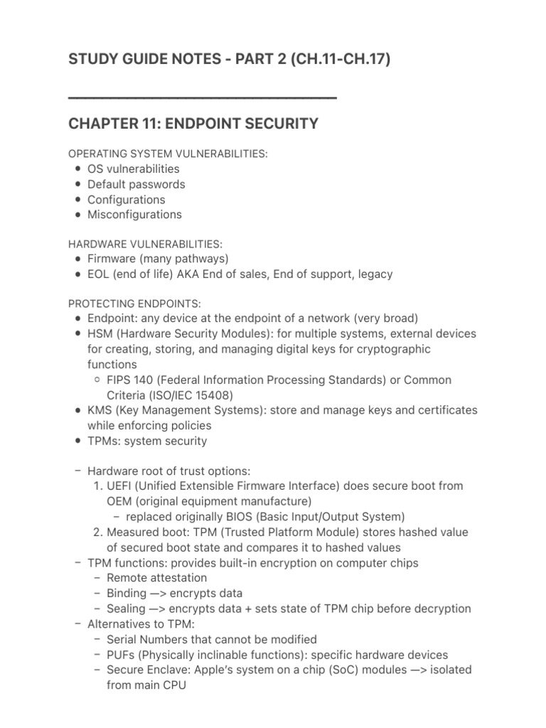Elliot's Study Guides - Sec+ Notes (Ch.11-Ch.17) | PDF | Computer ...