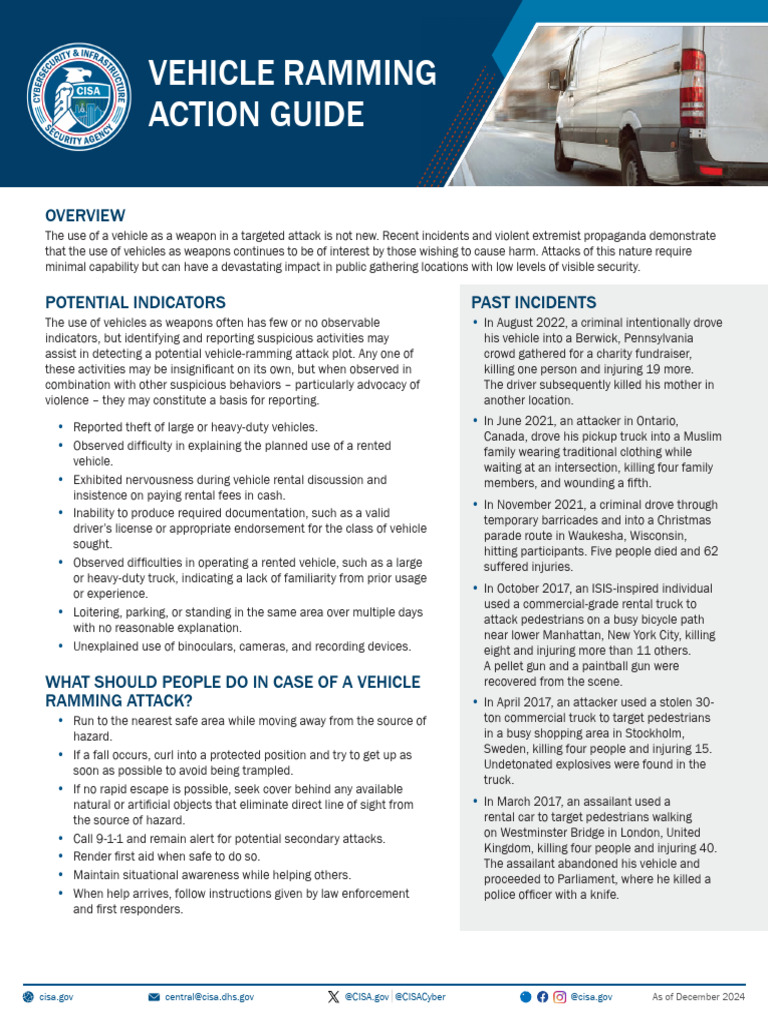 CISA Vehicle Ramming Action Guide | PDF | Traffic | Risk