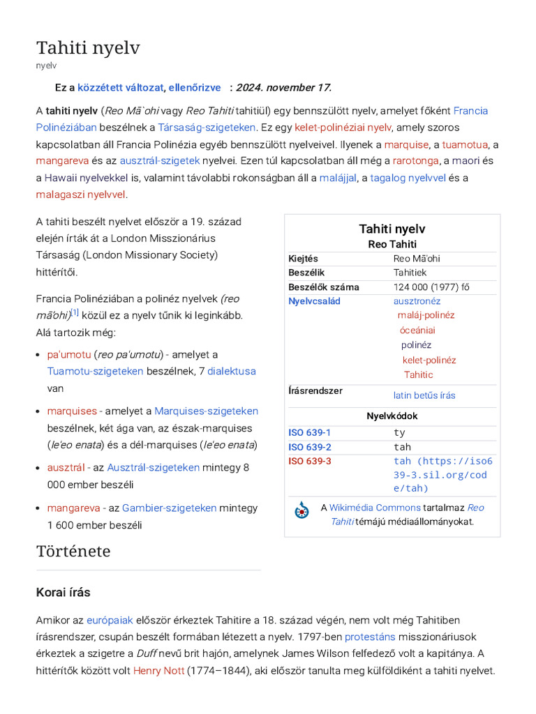 Tahiti nyelv | PDF