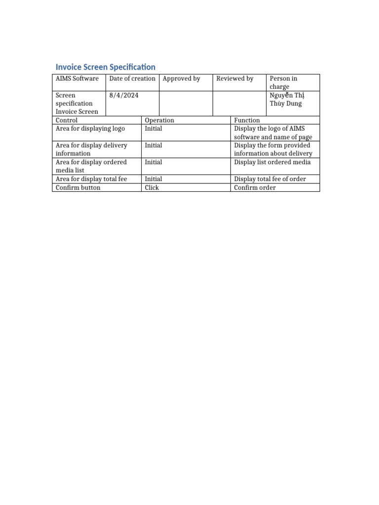 Invoice_Screen_Specification | PDF