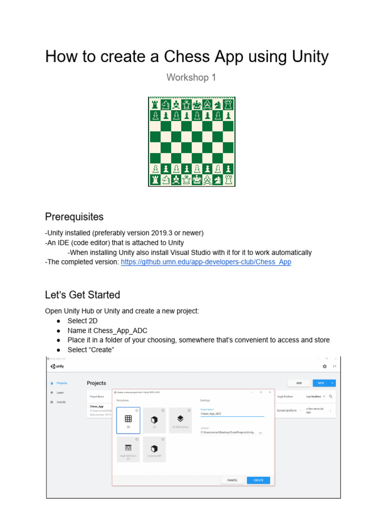 Chess_App_Workshop_1_Tutorial | PDF | Unity (Game Engine) | C Sharp (Programming Language)