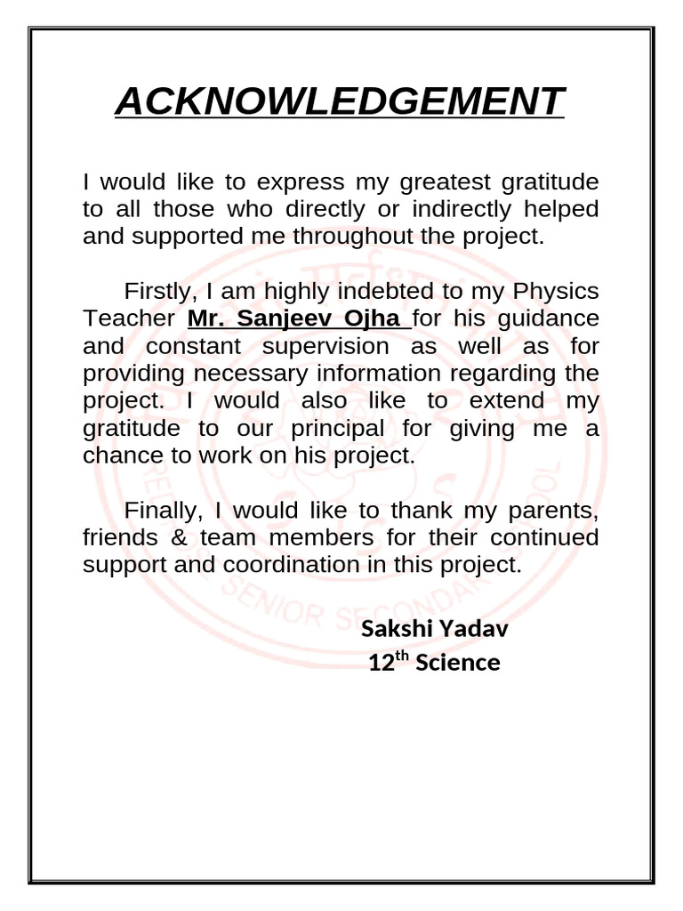 Acknowledgement 1 | PDF