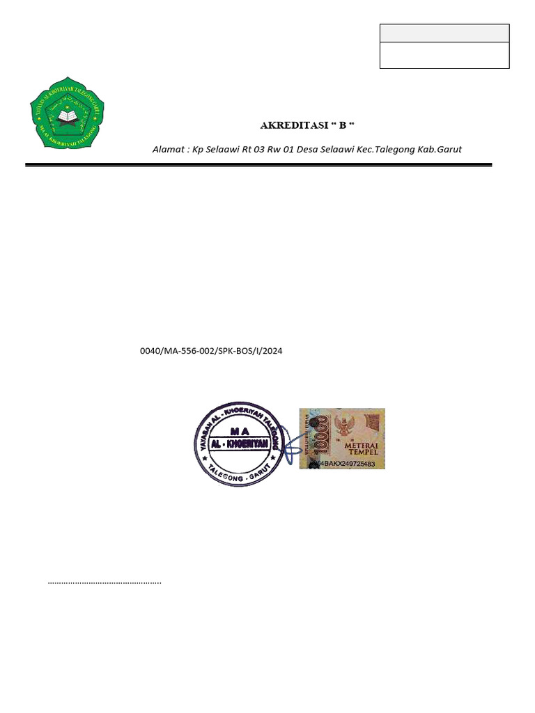 Kuitansi Penerimaan BOS 2024 | PDF