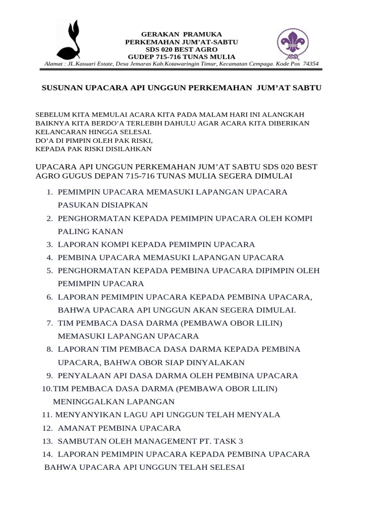 Susunan Upacara Api Unggun | PDF