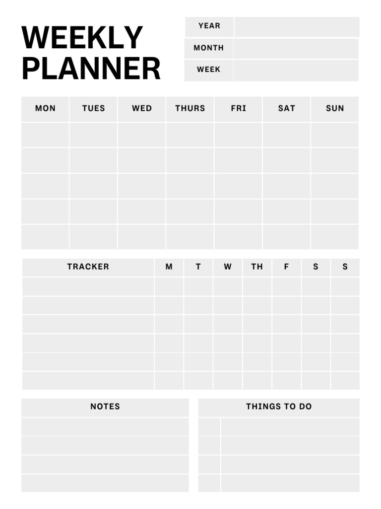 Weekly Planner and Tracker Template | PDF