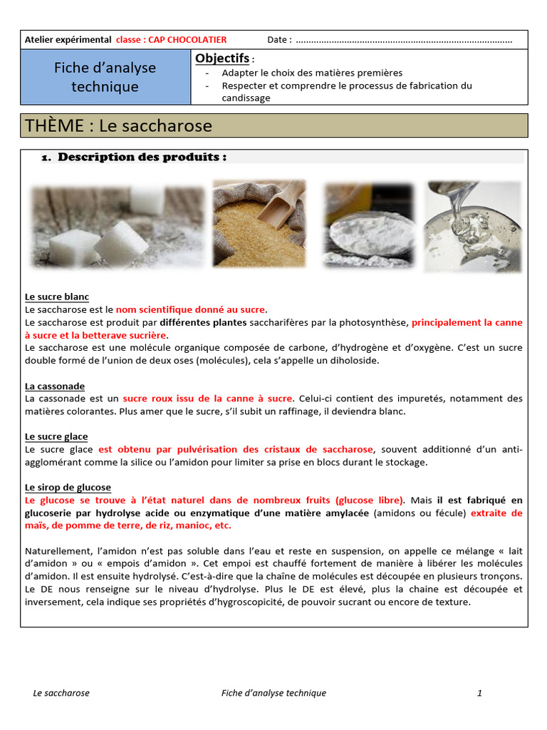Analyse du saccharose en chocolatier | PDF | Amidon | Sucre