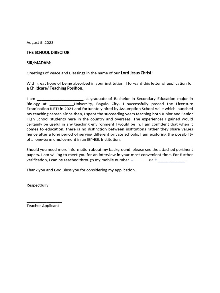 Letter Application | PDF