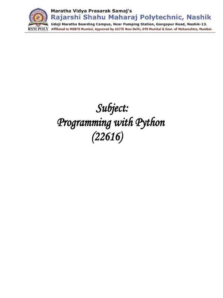RSM Question Bank - PWP - 22616 - RSD Compressed | PDF | Control Flow ...