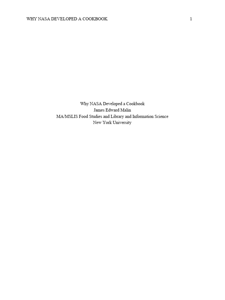 FINAL - Malin - James - Why NASA Developed A Cookbook - James Edward ...