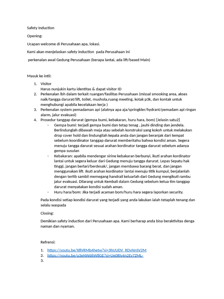 Materi Safety Induction | PDF