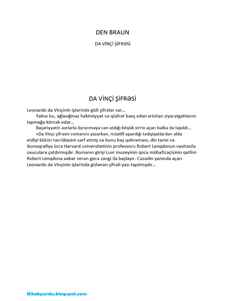 Den Braun - Da Vinci Şifrəsi | PDF