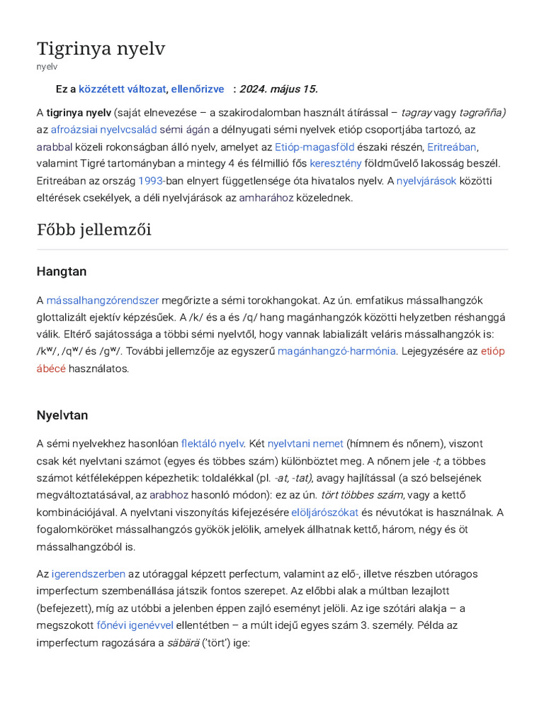 Tigrinya Nyelv | PDF
