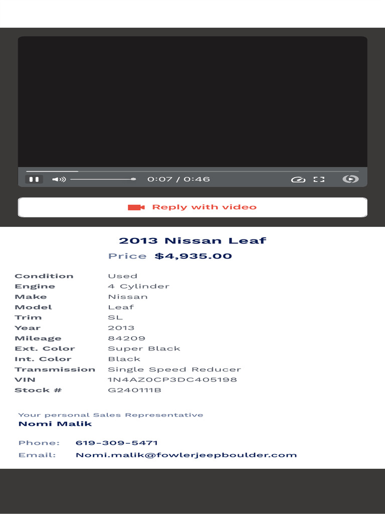 2013 Nissan Leaf SL for Sale - $4,935 | PDF