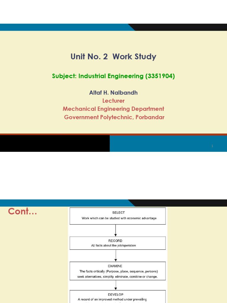 Work Study Techniques in Industrial Engineering | PDF | Economies ...