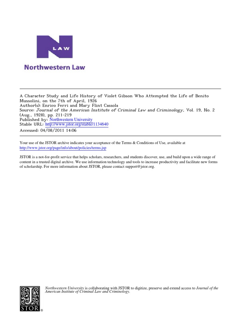 Ferri, Enrico (1928) A Character Study and Life History of Violet ...