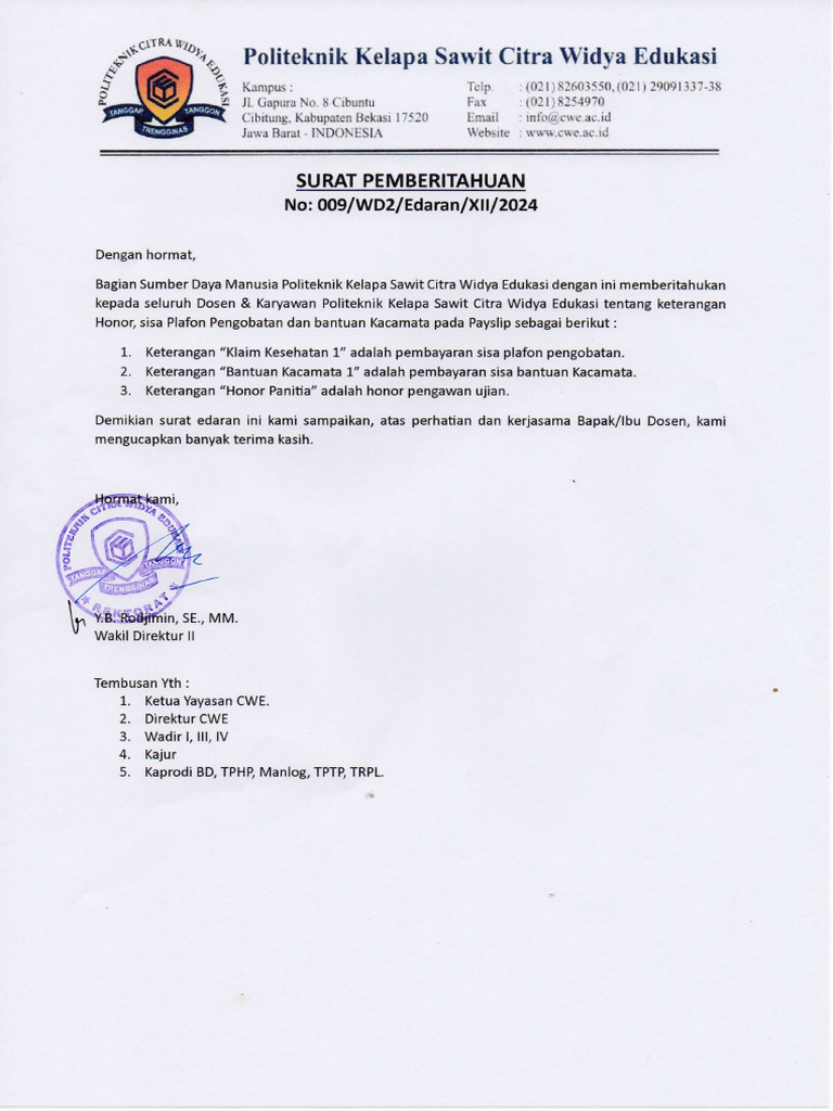 SURAT EDARAN 2 | PDF