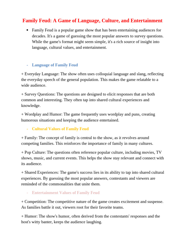 Family Feud | PDF