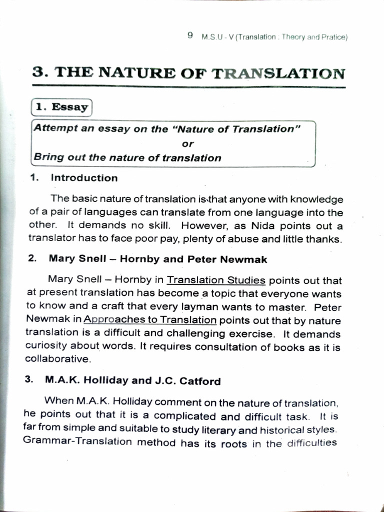 The Nature of Translation Essay | PDF