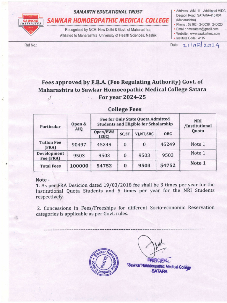 FEE Structure 2024 25 220824 | PDF