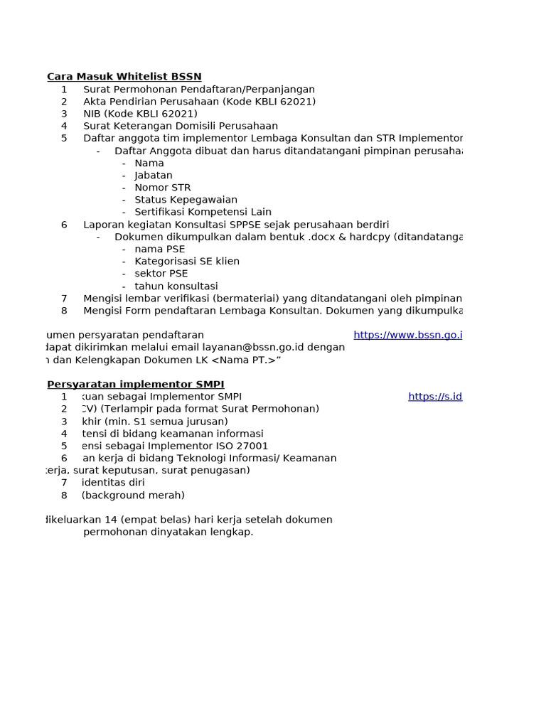 Panduan Pendaftaran Whitelist BSSN | PDF
