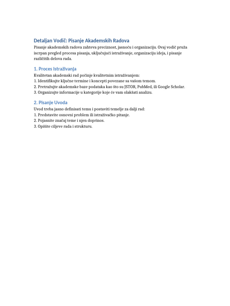 Detaljan Vodic Pisanje Akademskih Radova | PDF
