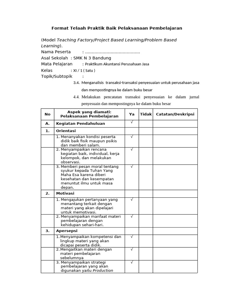 Format Telaah Praktik Baik Pelaksanaan Pembelajaran 17-5-17 LPMP ...