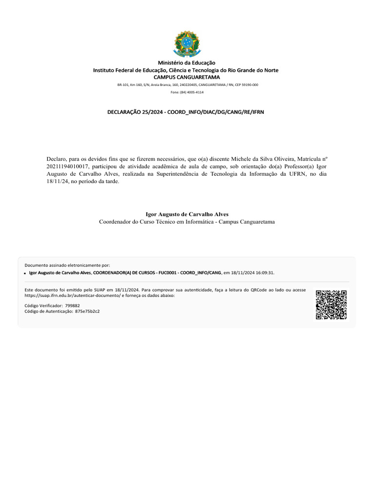 Declaracao Michele | PDF