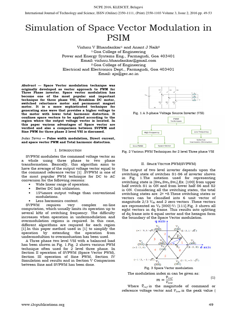 Simulation Of Space Vector Modulation In Pdf Power Inverter Power