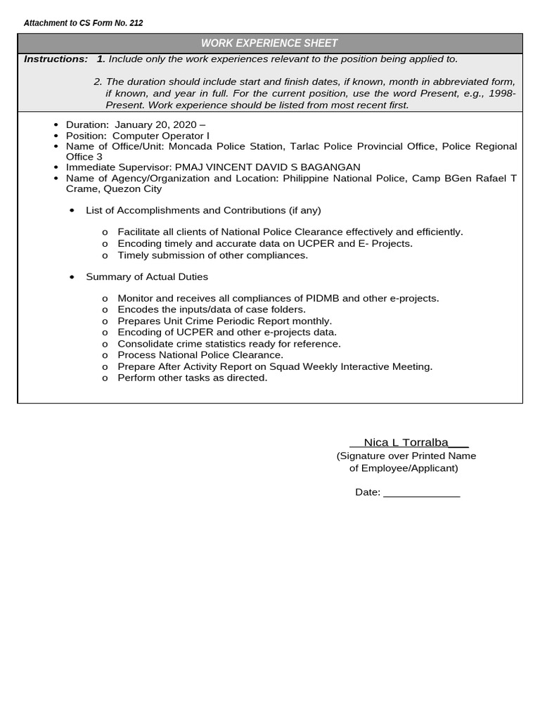 Work Experience Sheet (1)_21d99768-f990-459f-b5a4-6ea1bc24814e | PDF