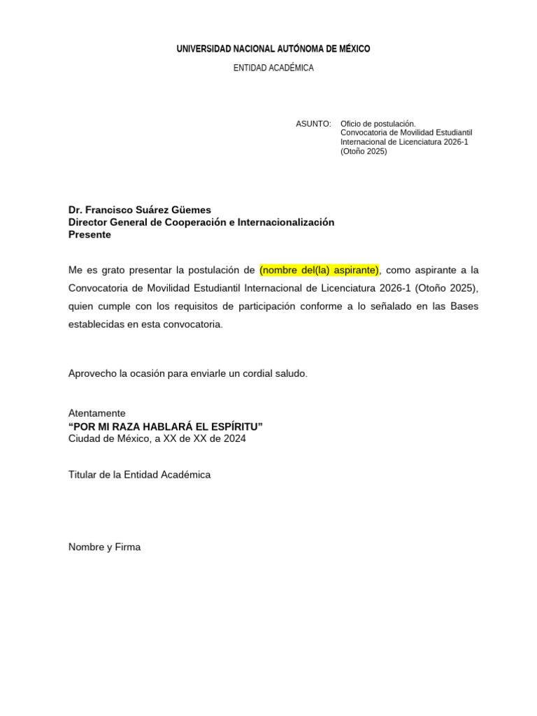 Oficio de postulación | PDF