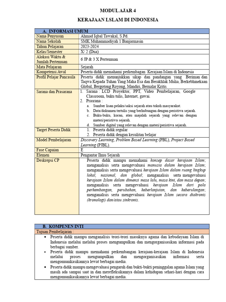 MODUL AJAR 4 Iqbal Edit | PDF